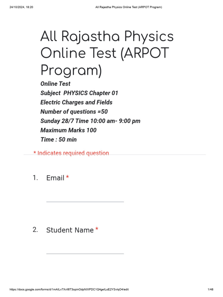 XII Chapter 1 - Google Forms | PDF