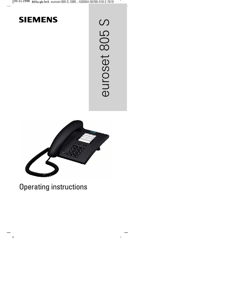 Manual de Instruções Siemens Euroset 805 (10 Páginas) | PDF