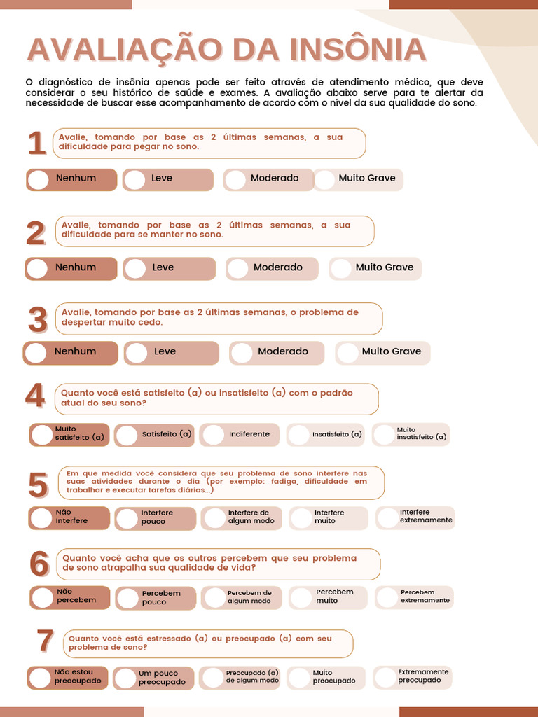 Avaliação da Insônia: Diagnóstico e Impacto | PDF