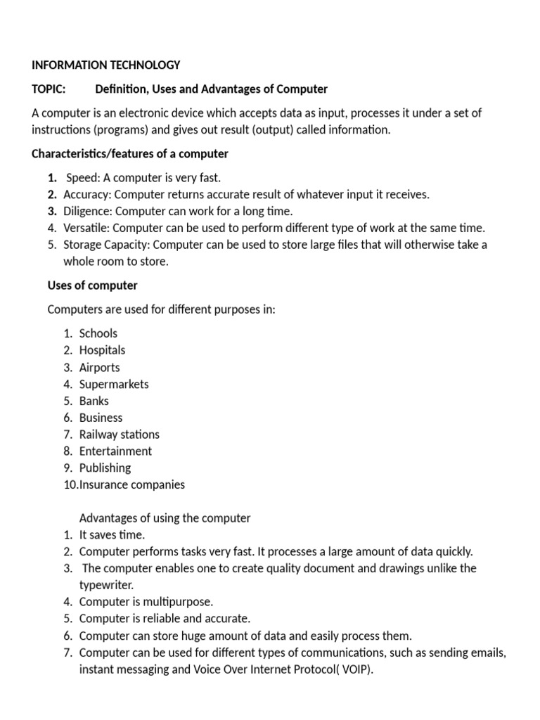 Computer, Uses | PDF