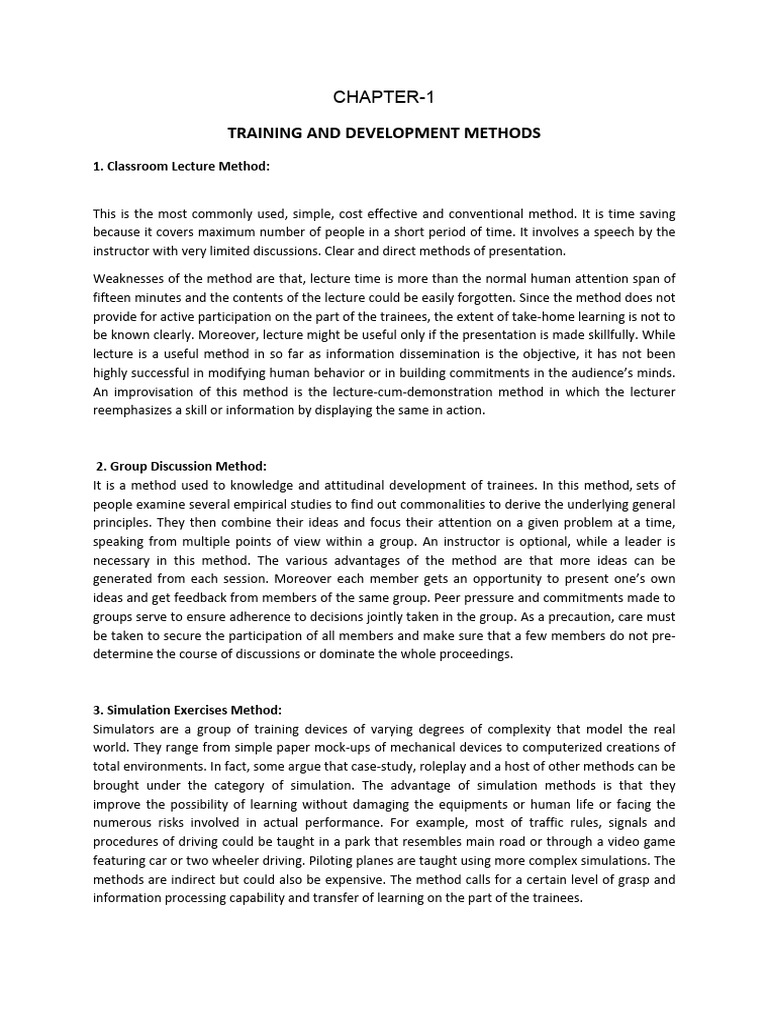 Training & Development Methods | PDF | Mentorship | Learning