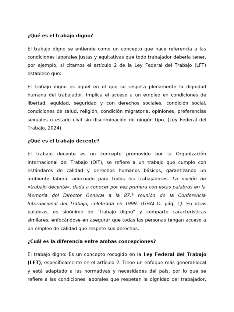 Definición De Trabajo Digno Pdf Derechos Humanos Organización