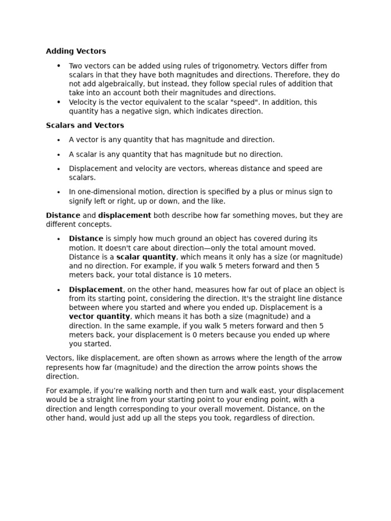 Physics_Scalars and Vectors | PDF | Velocity | Acceleration