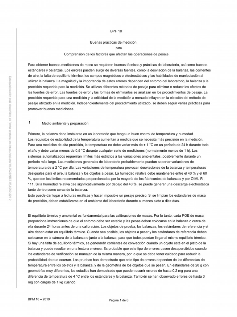 NIST GMP-10-weighing-operation-factors-20190506 (Español) | PDF ...