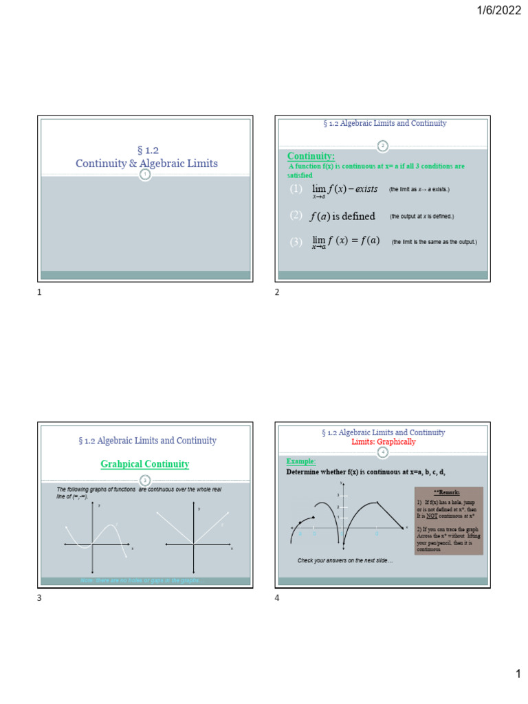 caculus 1.2 | PDF | Continuous Function | Function (Mathematics)