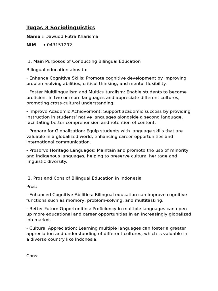 Tugas 3 Sociolinguistics - Dawudd Putra Kharisma | PDF ...