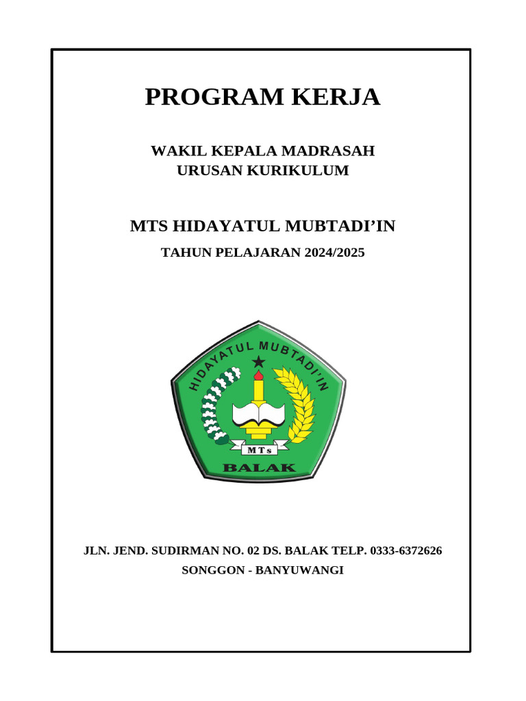 Program Kerja Waka Kurikulum - 2024-2025 | PDF