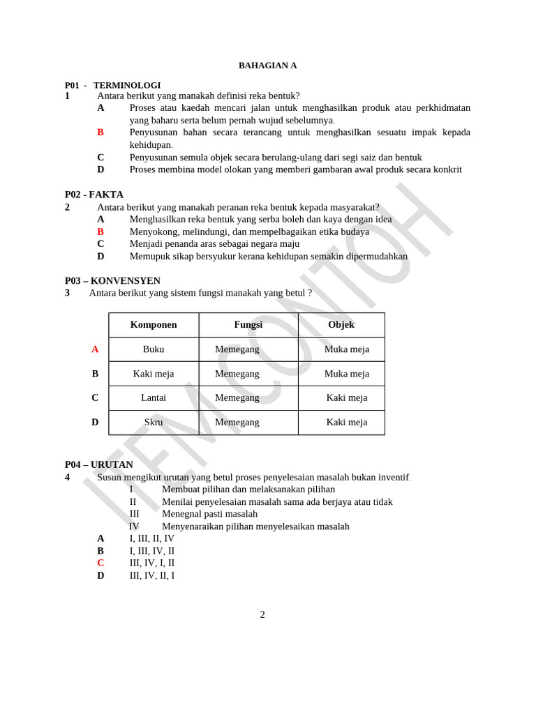 Soalan RBT Contoh Item | PDF