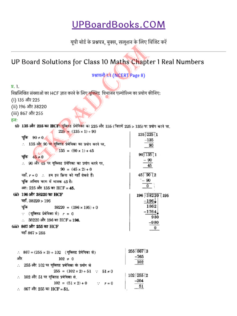 Class 10 Maths Chapter 1 | PDF