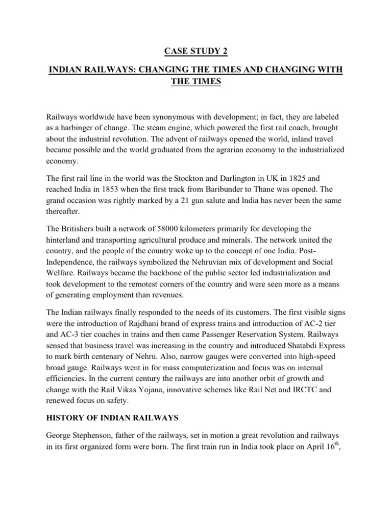 Indian Railways-Case Study | PDF | Rail Transport | Train
