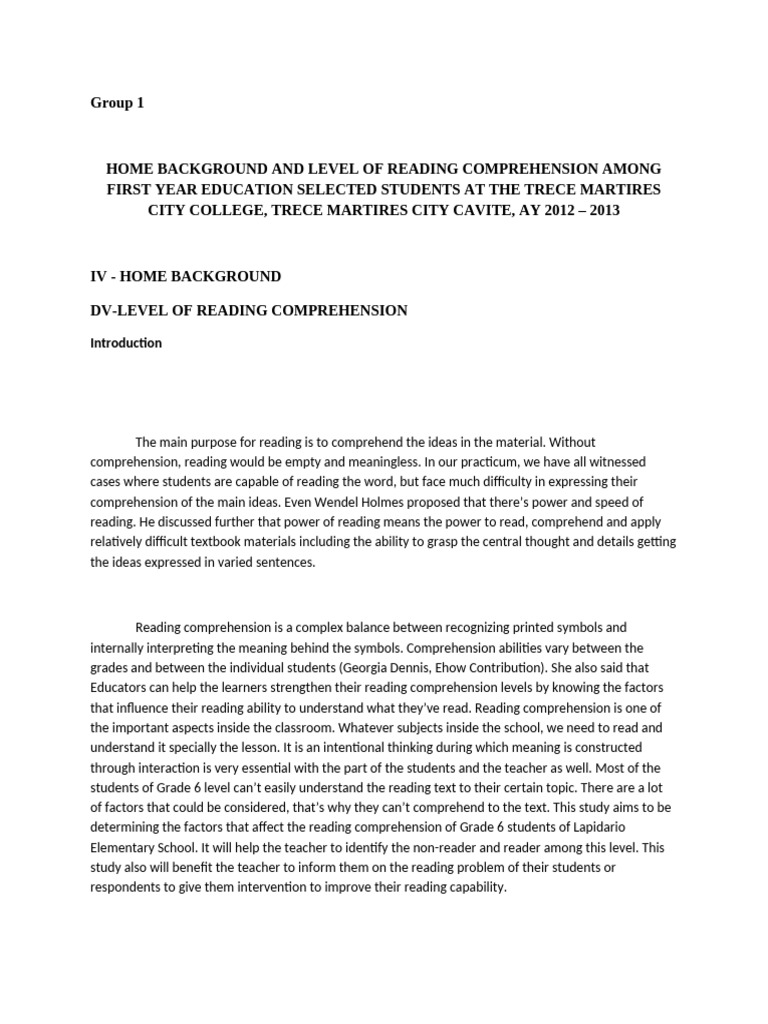 Group 1 | PDF | Schema (Psychology) | Reading Comprehension