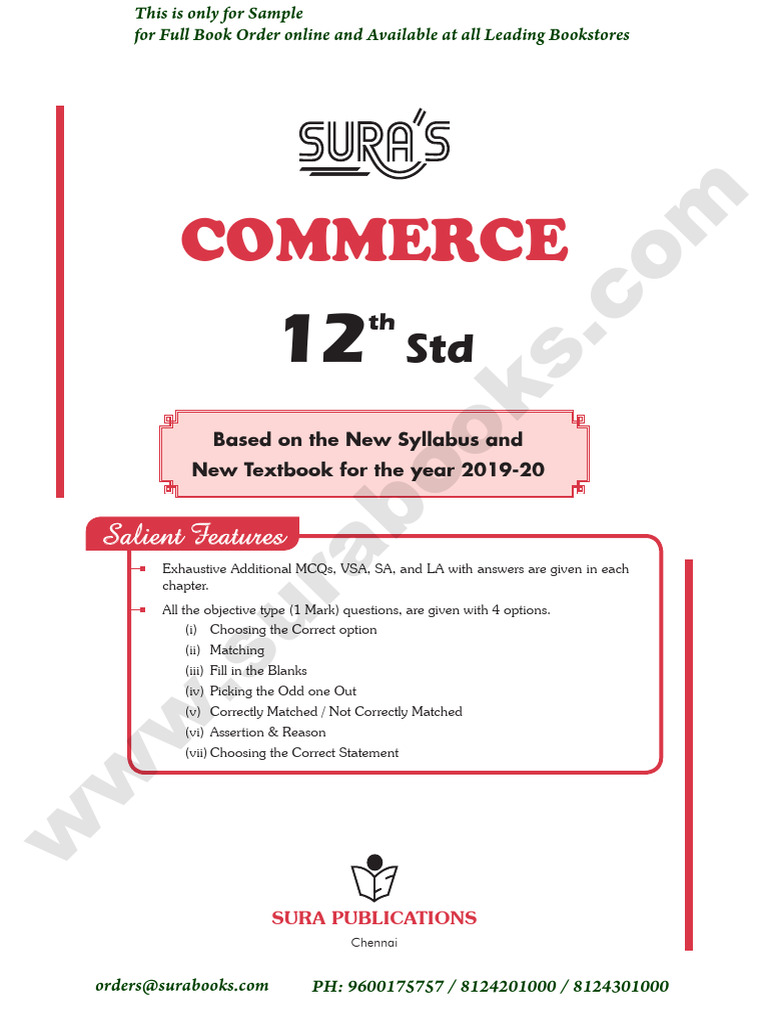 12th Std Commerce MCQs and Answers | PDF
