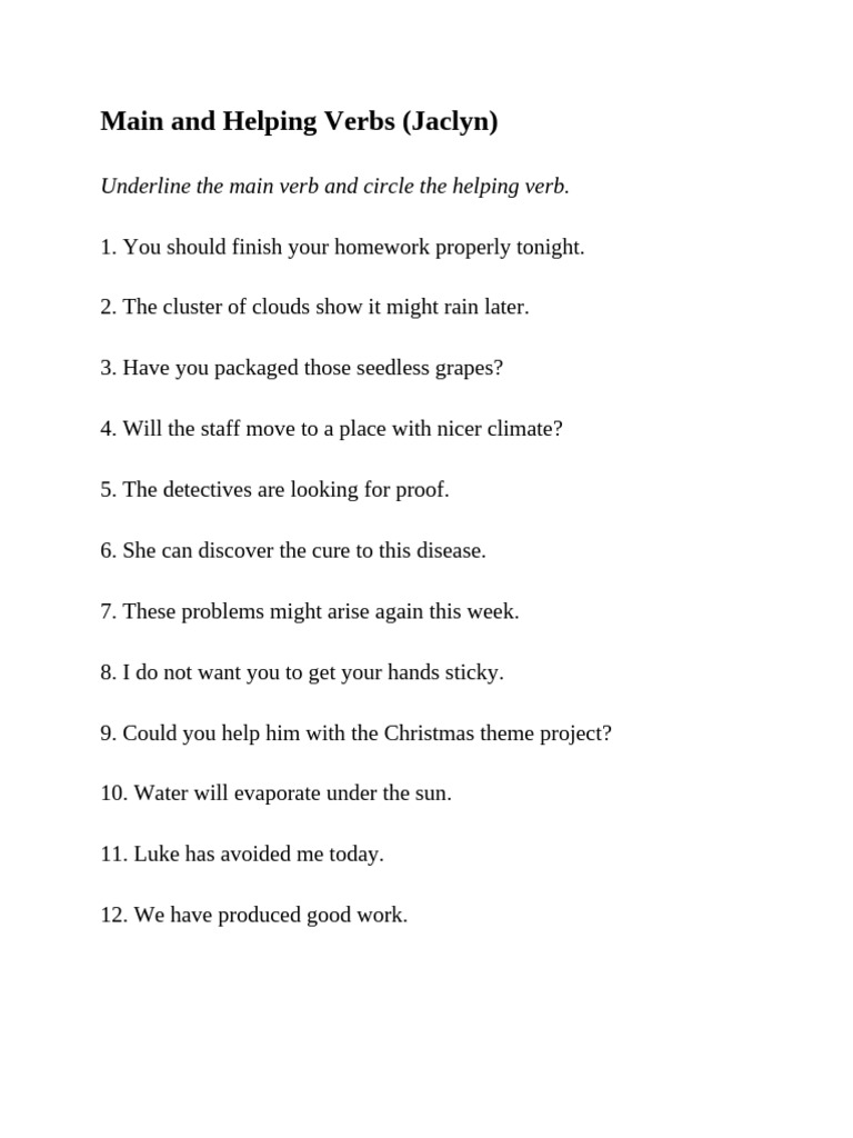Main and Helping Verbs | PDF
