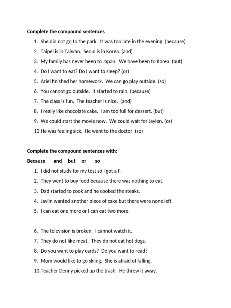 Compound Sentences | PDF