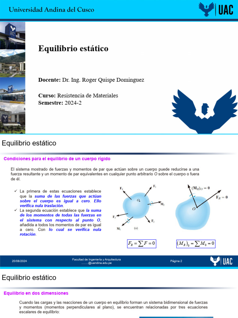 2024 08 08. Equilibrio Estático | PDF | Braguero | Análisis estructural