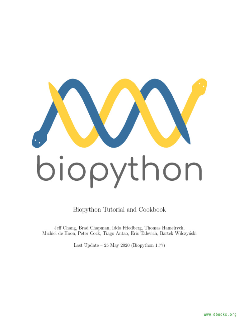 Biopython_ Tutorial and Cookbook | PDF | Protein Data Bank | Bioinformatics Biopython_ Tutorial and Cookbook | PDF | Protein Data Bank | Bioinformatics