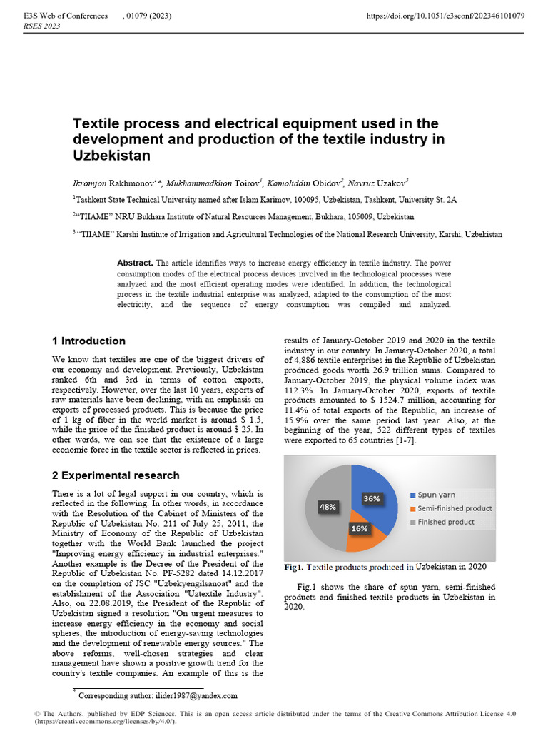 Textile Process and Electrical Equipment Used in T | PDF | Loom | Textiles