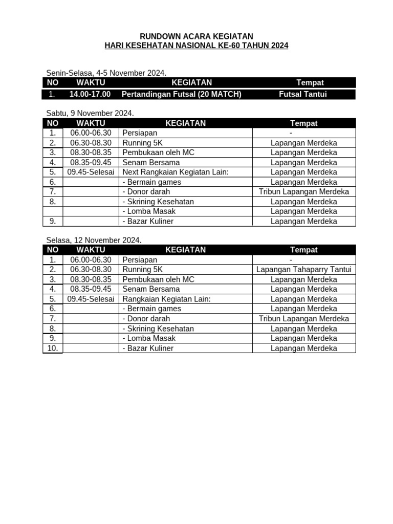 Rundown Acara Kegiatan HKN 2024 | PDF