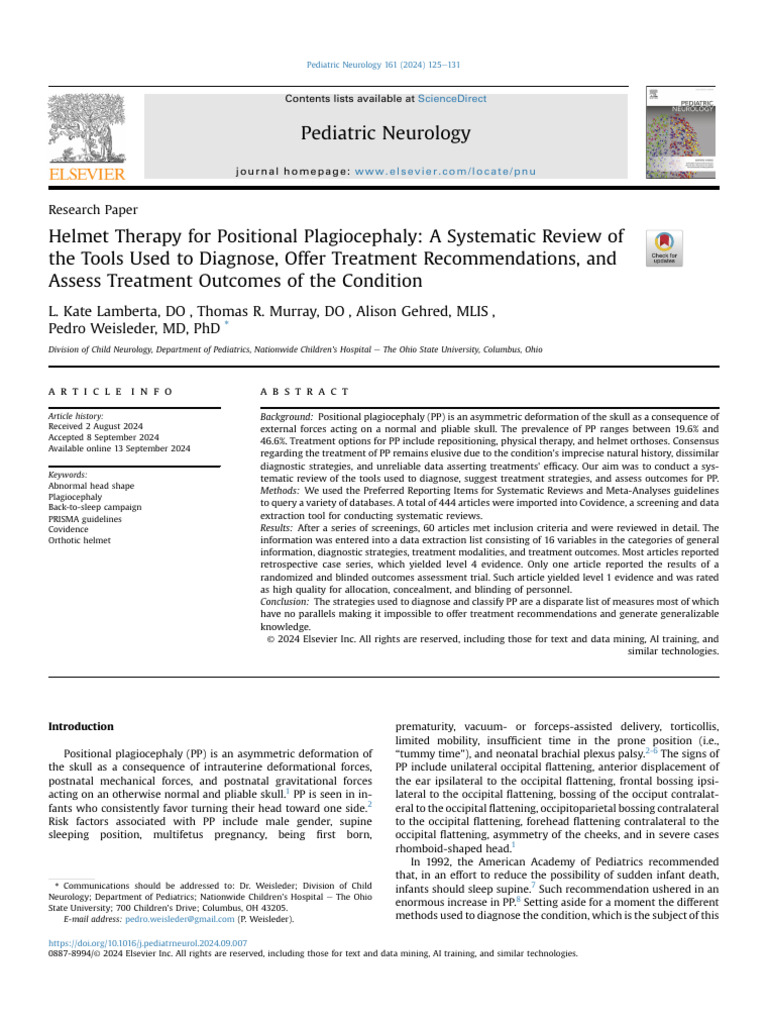 2024_Helmet therapy systematic review | PDF | Systematic Review | Medical Imaging