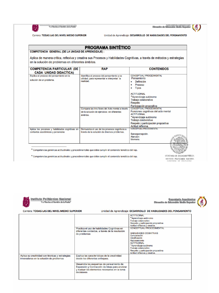 Programa Sintético DHP | PDF