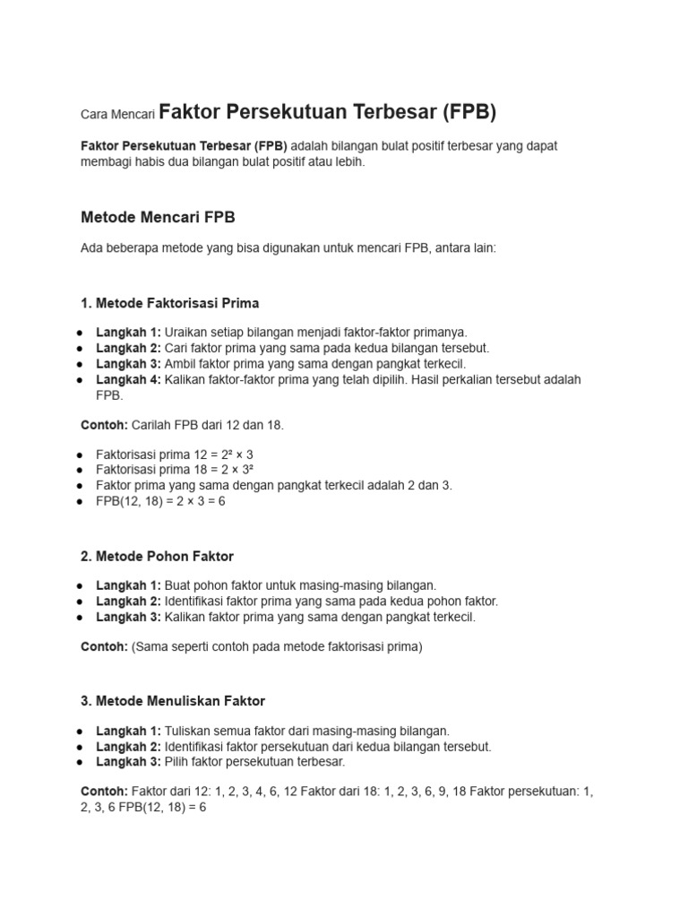 Cara Mencari FPB - Google Dokumen | PDF | Metode & Bahan Ajar