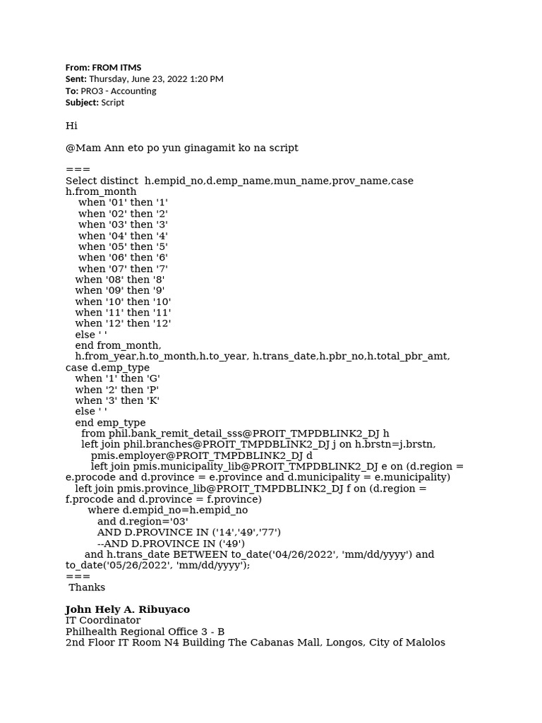 ANNEX C - Script | PDF