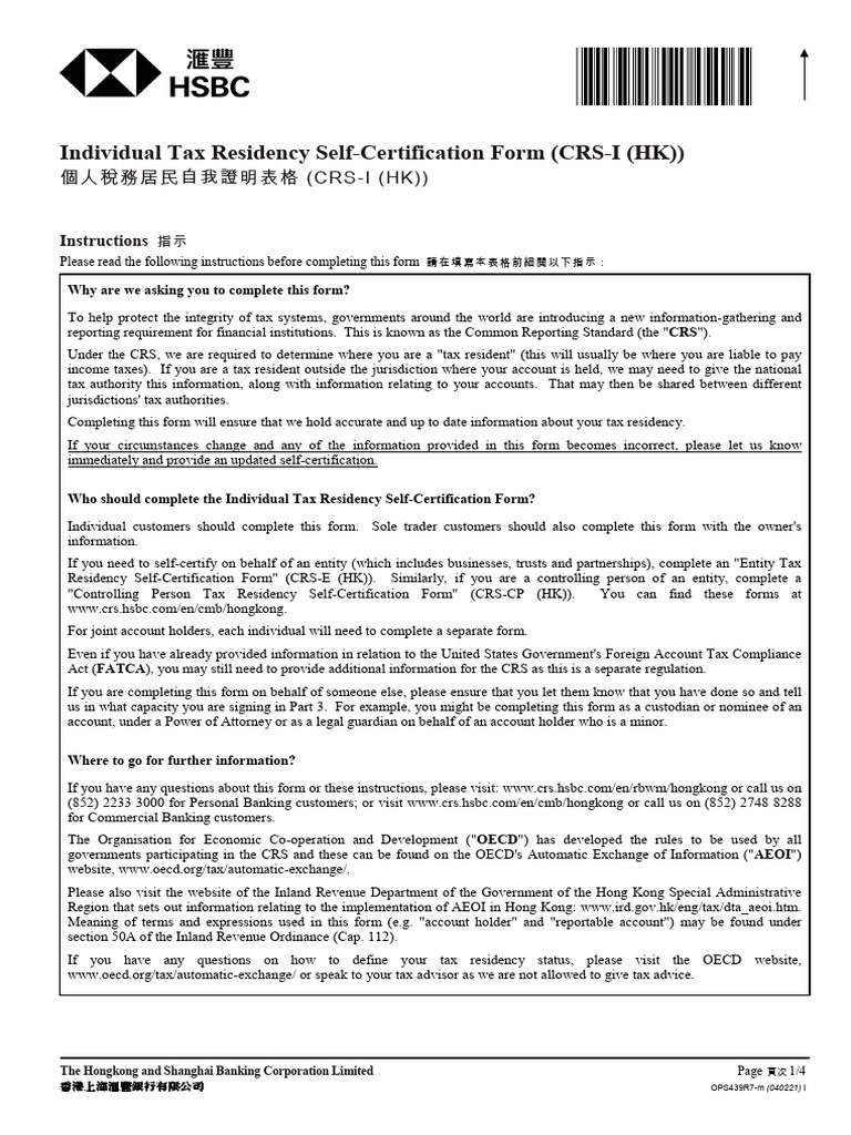 Tax Residency Form for Individuals | PDF | Global Forum On Transparency And Exchange Of ...