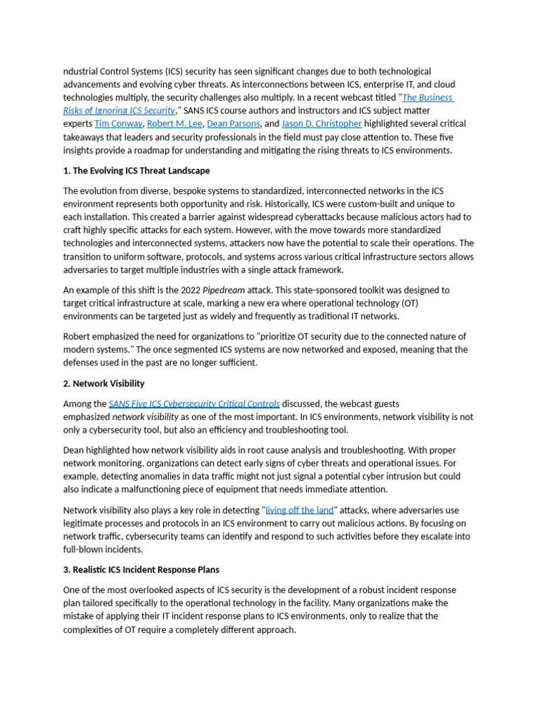 The Business Risks of Ignoring ICS Security Five Critical Takeaways ...