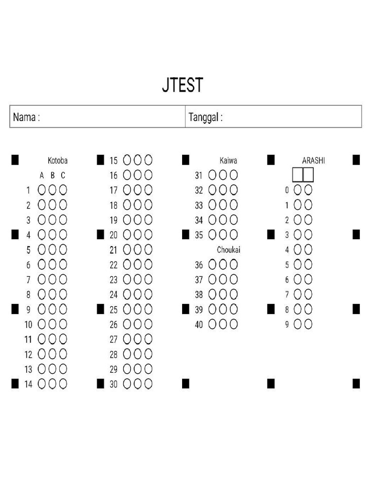 Lembar Jawaban Jtest Arashi | PDF