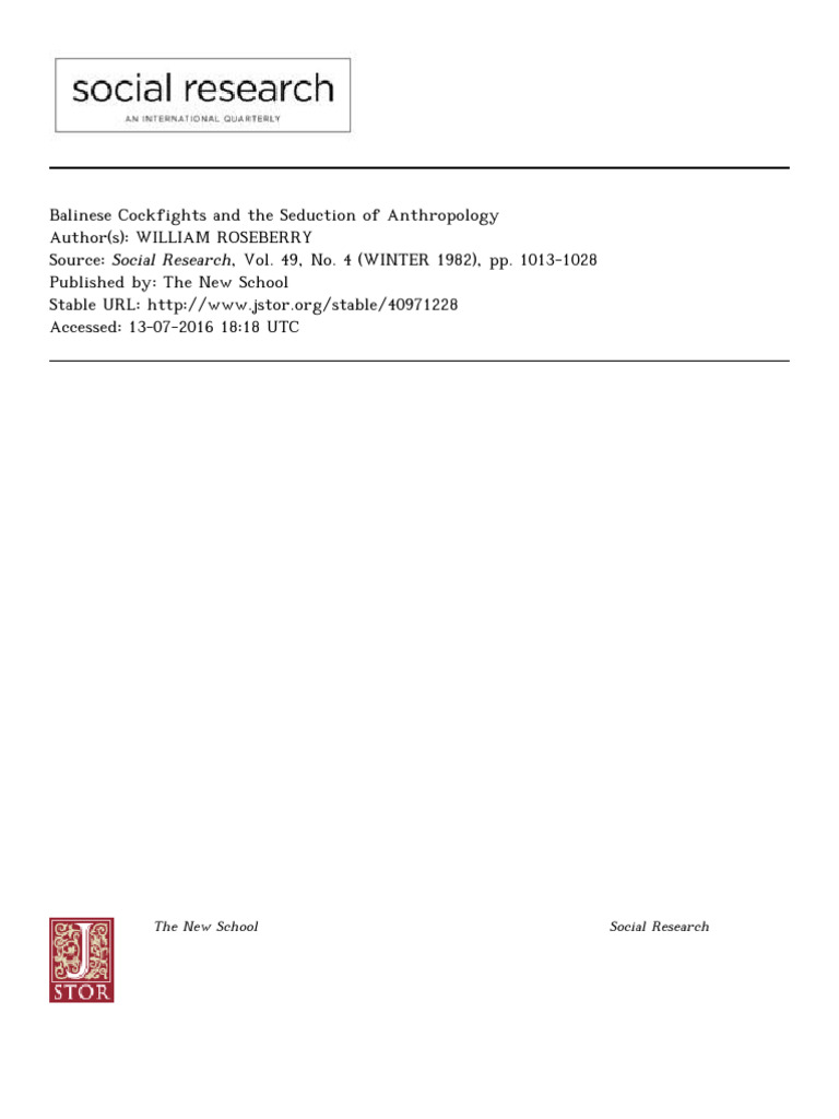 Roseberry, William 1988 | PDF | Materialism | Anthropology