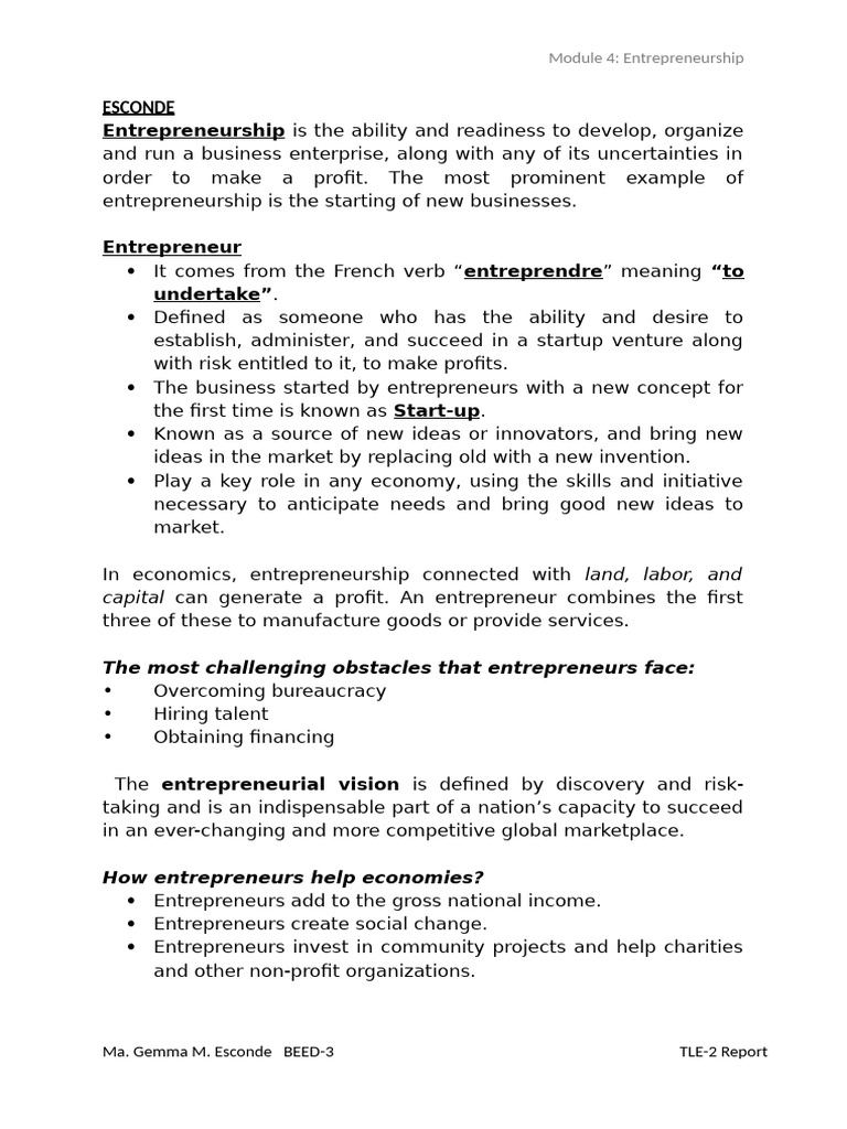 TLE 2 NOTES EXAM | PDF | Entrepreneurship | Partnership