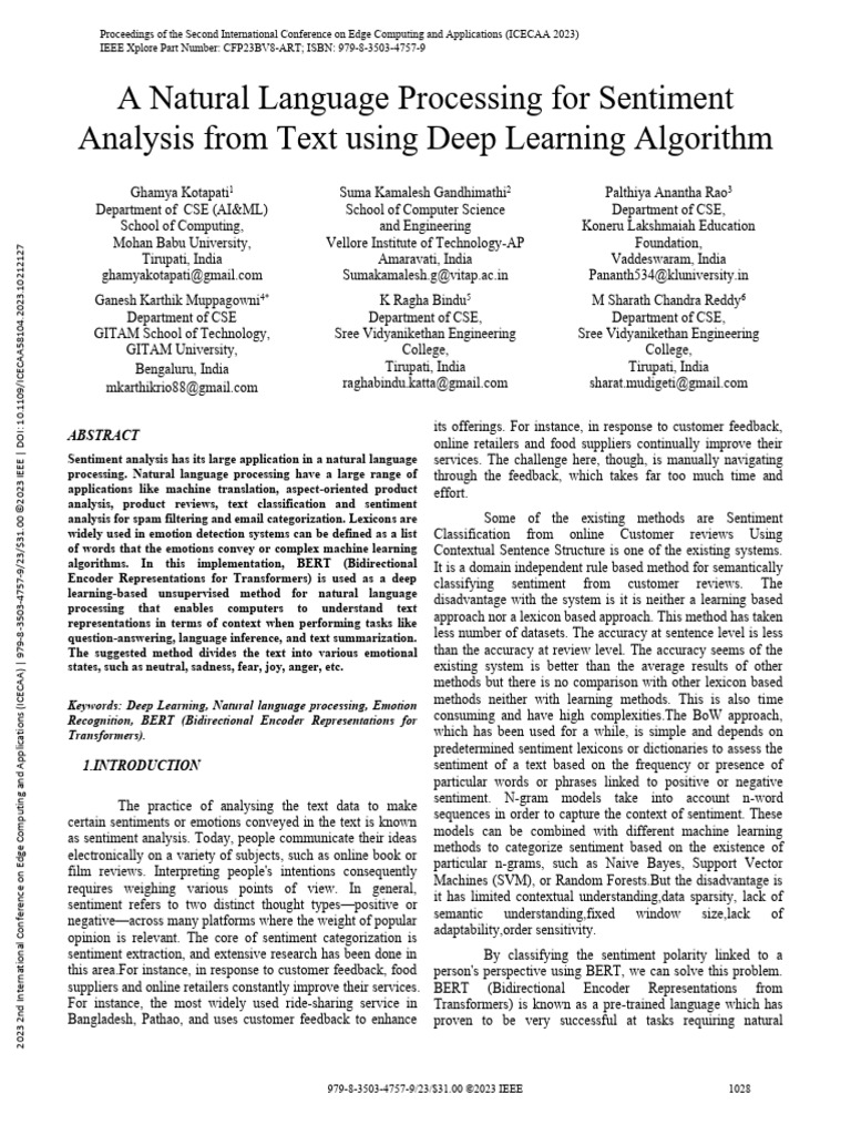 A Natural Language Processing For Sentiment Analysis From Text Using Deep Learning Algorithm