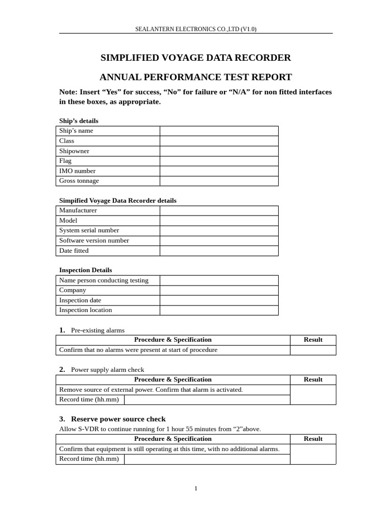 S-VDR Annual Performance Test Report | PDF