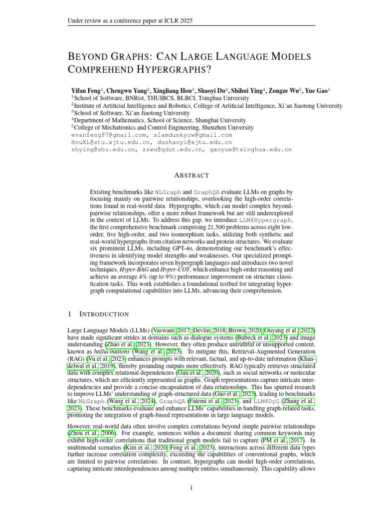 Beyond Graphs Can Large Language Models Comprehend Hypergraphs Pdf Vertex Graph Theory 1321