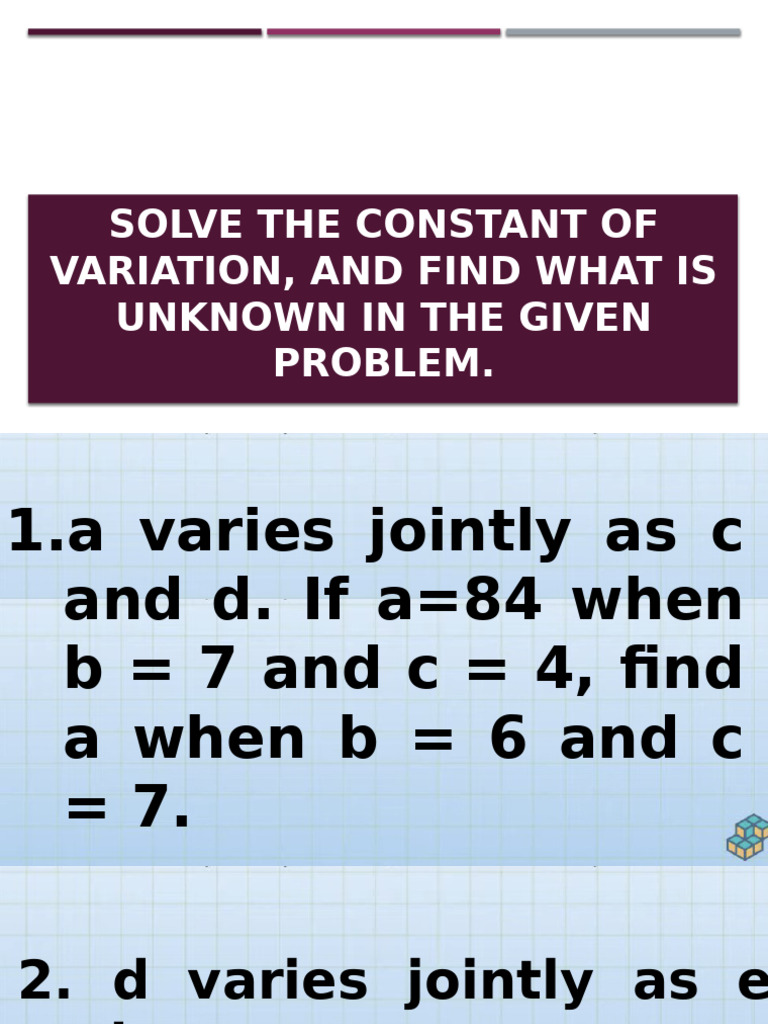 Solve The Constant of Variation, and Find | PDF | Teaching Methods ...