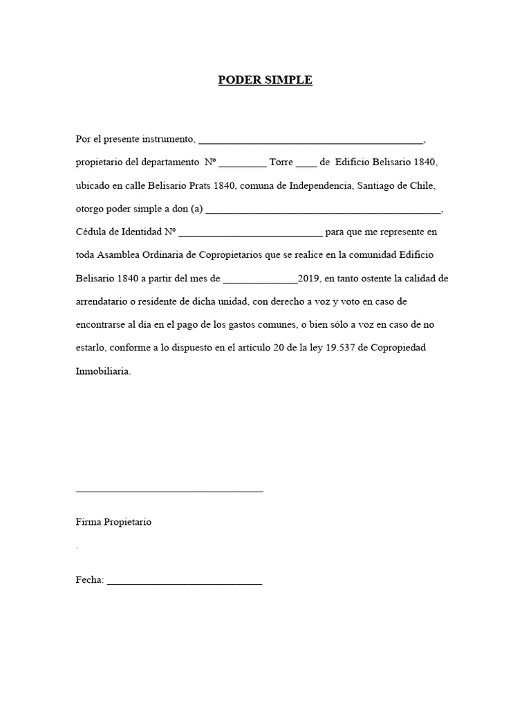 Poder Simple Residente | PDF