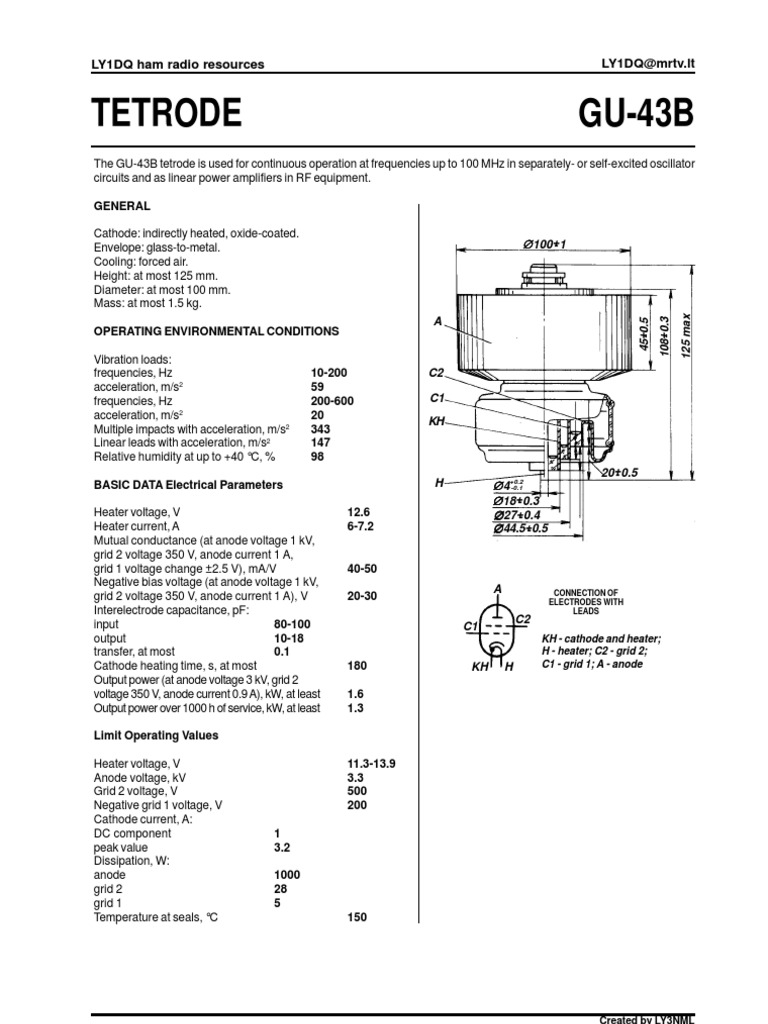 GU-43B Tetrode Specifications | PDF | Science & Mathematics | Computers