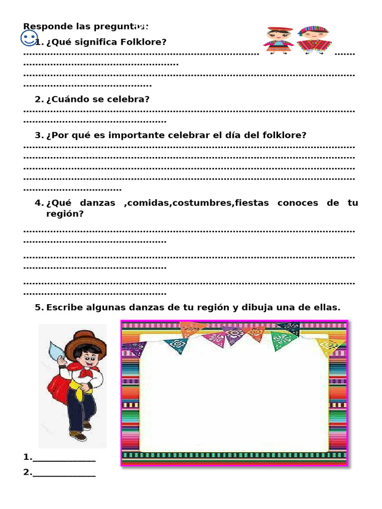 FICHA TUT. Día Mundial Del Folklore | PDF | Estudios de idiomas extranjeros