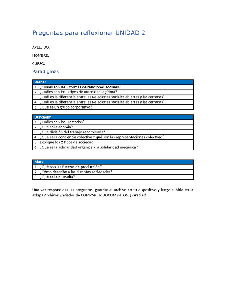 Preguntas para Reflexionar UNIDAD 2 PARTE 2 | PDF | Ciencia y matemáticas