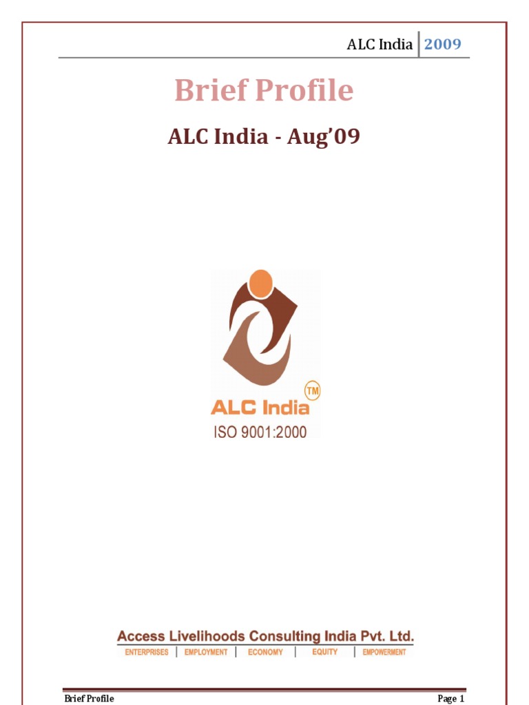 Brief Profile of ALC India | PDF | Poverty | Poverty & Homelessness