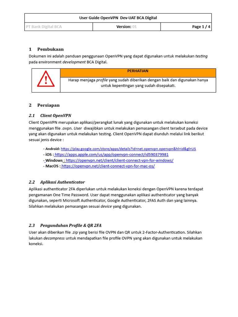 Guide OpenVPN BCA Digital With 2FA | PDF Guide OpenVPN BCA Digital With 2FA | PDF