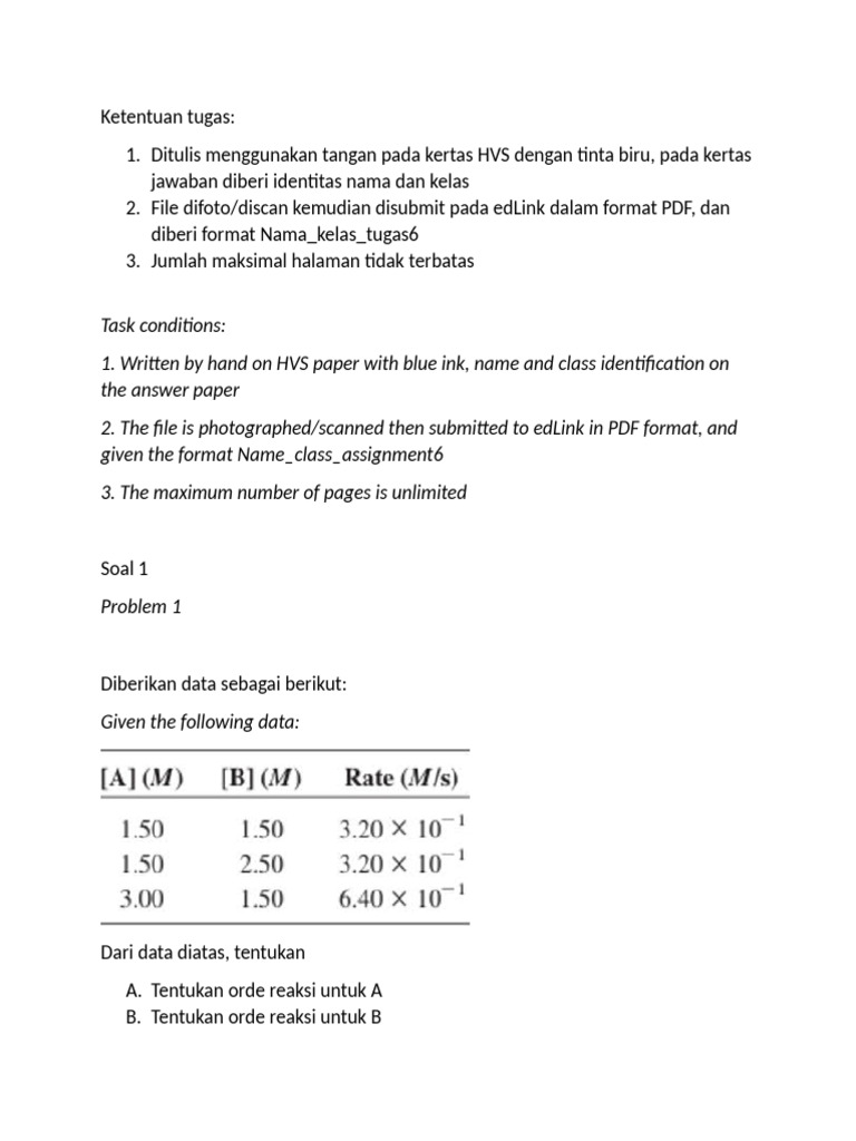 Assignment 6 - Tugas Sesi 6 Kinetika Kimia Dan Kesetimbangan Kimia ...