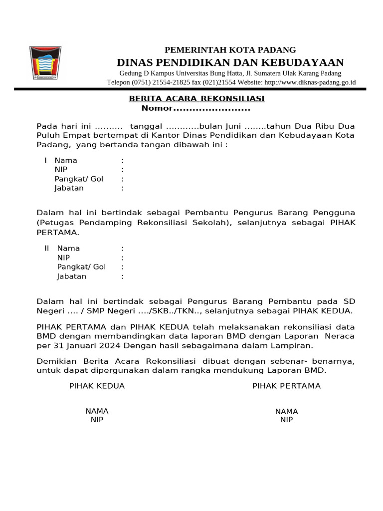Contoh Berita Acara Rekons Yo | PDF