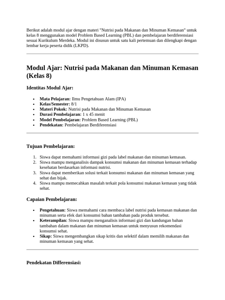 Berikut adalah modul ajar dengan materi | PDF