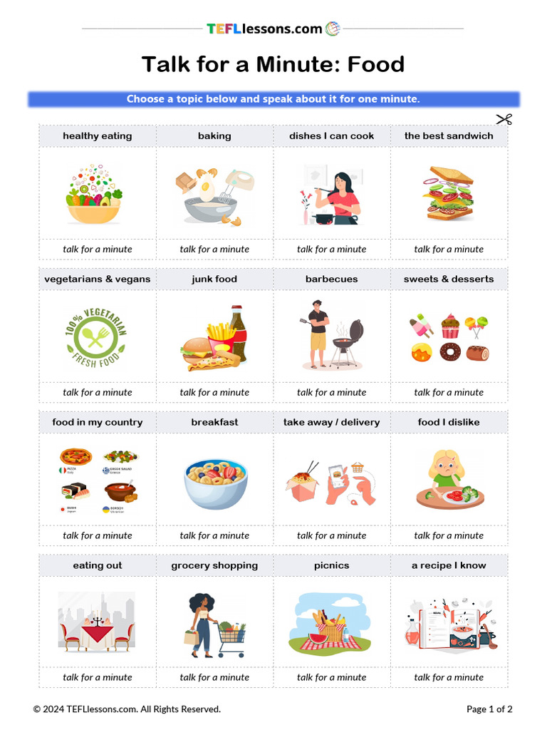 Talk For A Minute Food Student | PDF