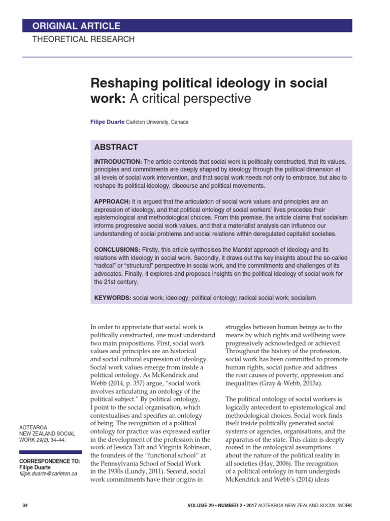 Reshaping Political Ideology in Social Work - A Critical Perspective ...