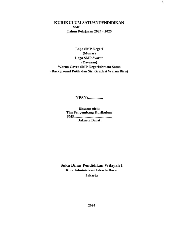 Contoh Model KSP Smpn-Swasta Tahun 2024 | PDF
