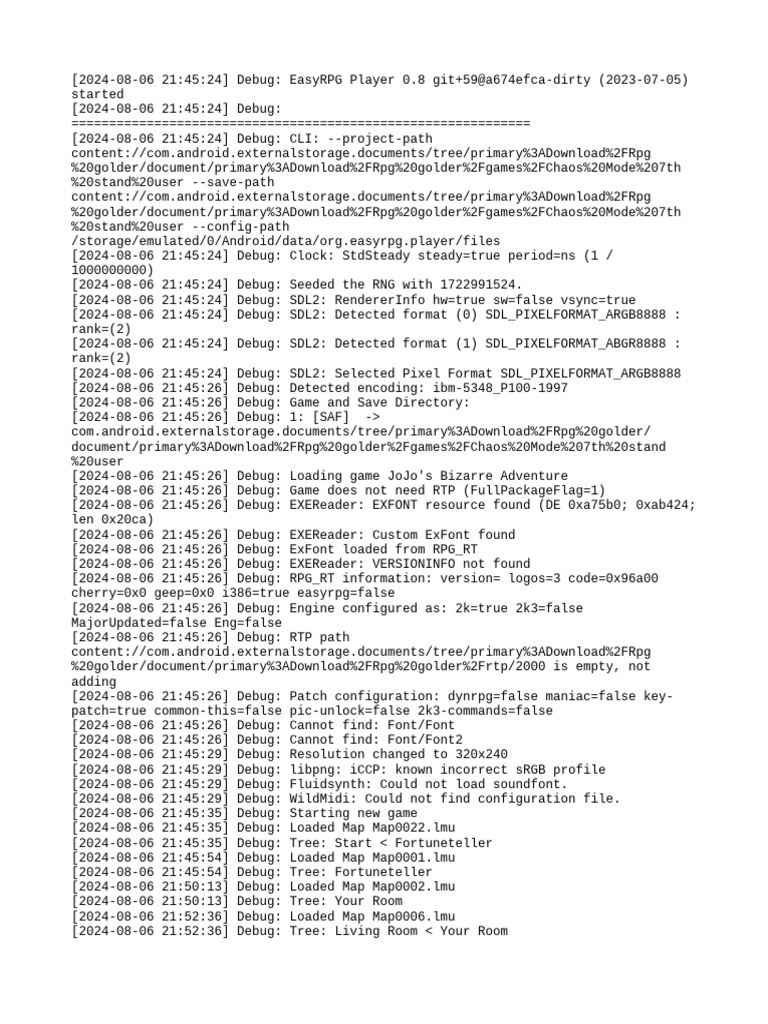EasyRPG Player Debug Log Analysis | PDF | Computing | Software