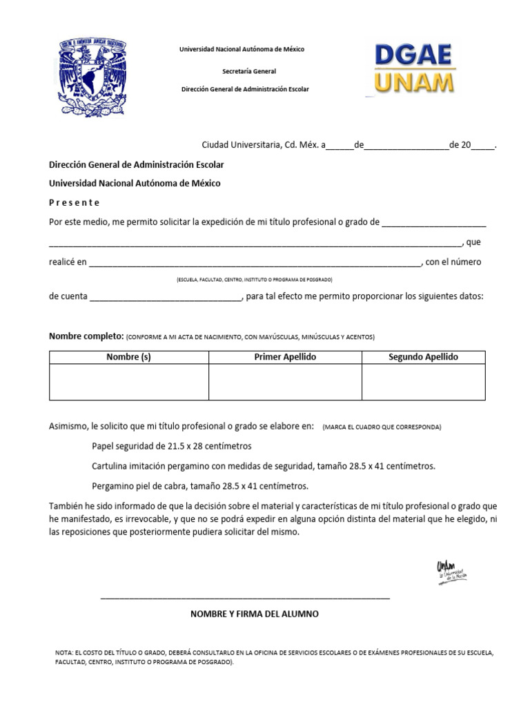 Formato Solicitud de Titulo | PDF