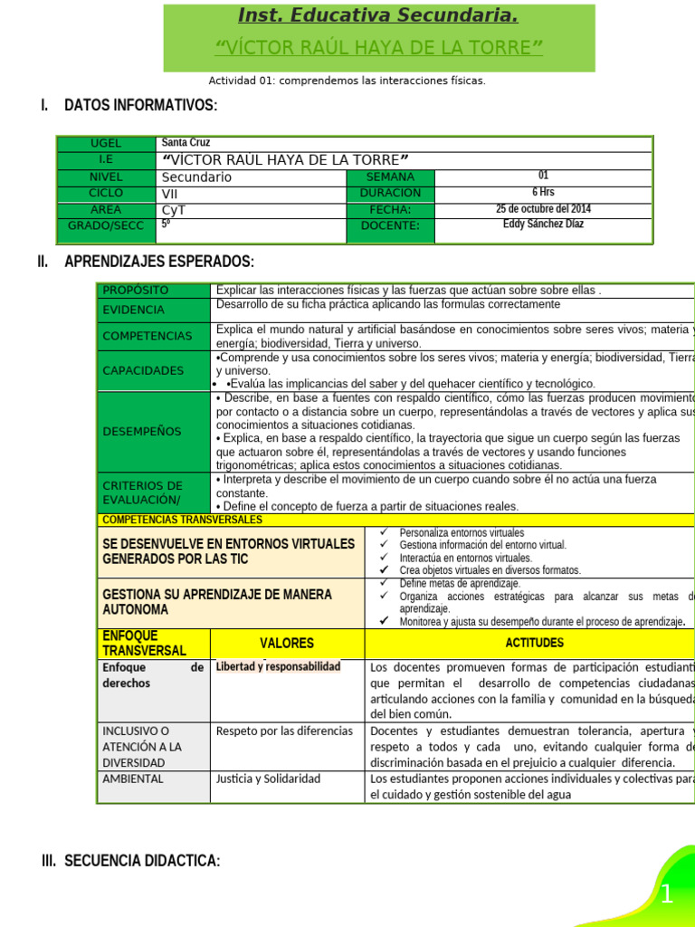 A-5º Ses Act 1-Cyt-Und 3 | PDF | Fuerza | Aprendizaje